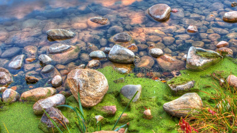 HDR of River edge rocks stock photo. Image of dynamic - 49452256