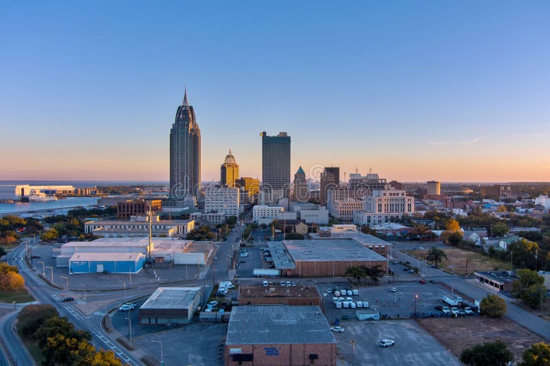 HDR Shot of the Downtown Mobile, Alabama Skyline at Sunset Editorial ...