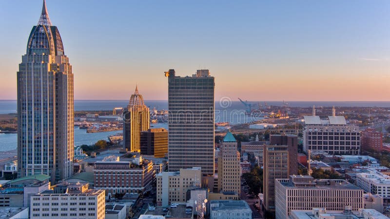 HDR Shot of the Downtown Mobile, Alabama Skyline at Sunset Editorial ...