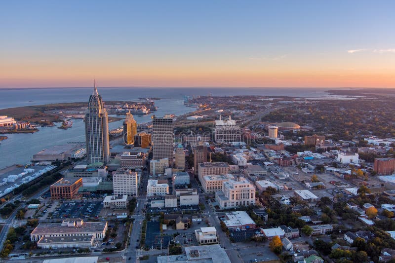 HDR Shot of the Downtown Mobile, Alabama Skyline at Sunset Editorial ...