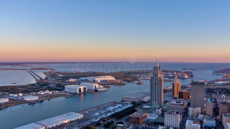 HDR Shot of the Downtown Mobile, Alabama Skyline at Sunset Editorial ...