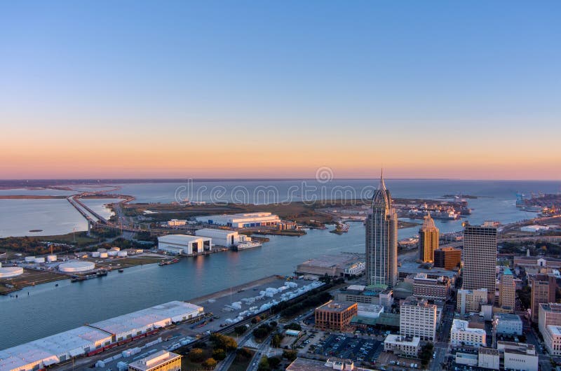 HDR Shot of the Downtown Mobile, Alabama Skyline at Sunset Editorial ...