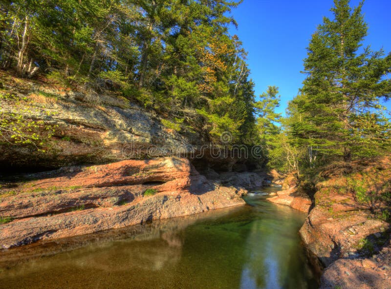 Hdr Stream Rock Formations Reflection Trees Stock Photos - Free ...
