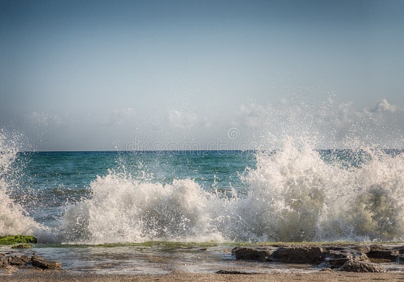 HDR water splashing in sea stock image. Image of storm - 71963761