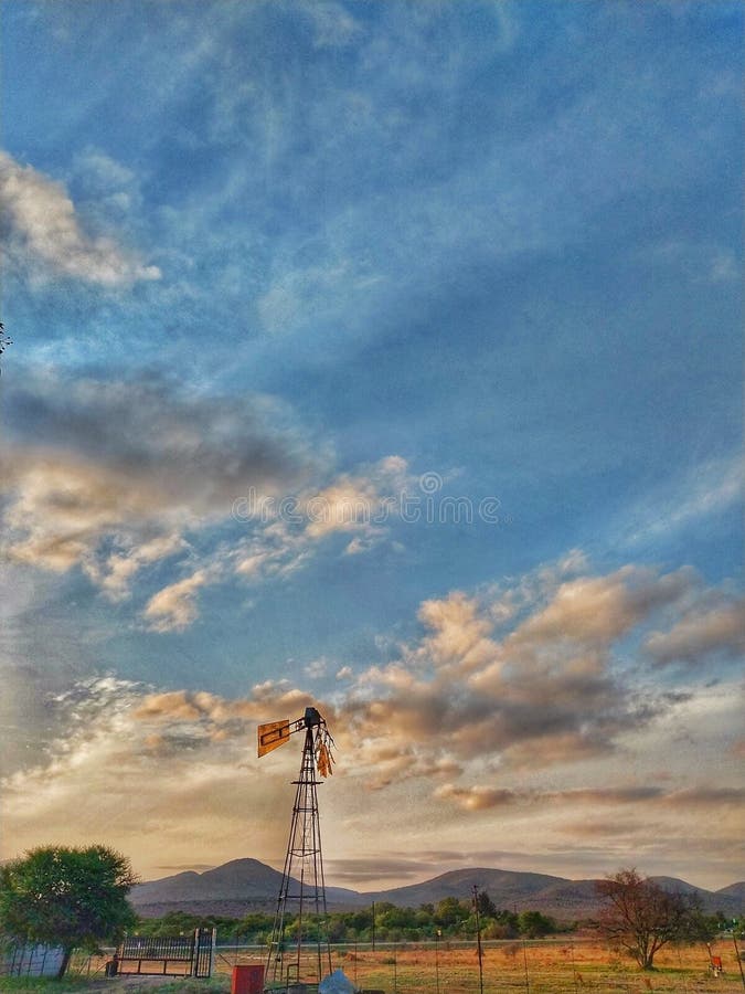 HDR of Windmil during Sunset Stock Image - Image of field, hill: 260257289