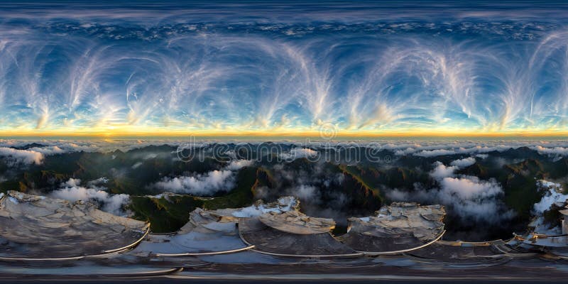 Equirectangular Panorama 360 Degrees Aerial Mountains Colorful Sky ...