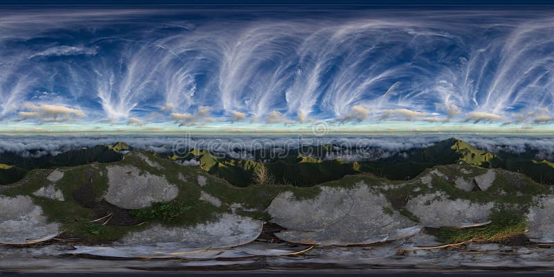 Equirectangular Panorama 360 Degrees Aerial Mountains Colorful Sky ...