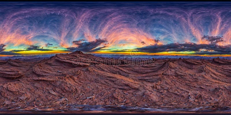 Equirectangular Panorama 360 Degrees Aerial Mountains Colorful Sky ...