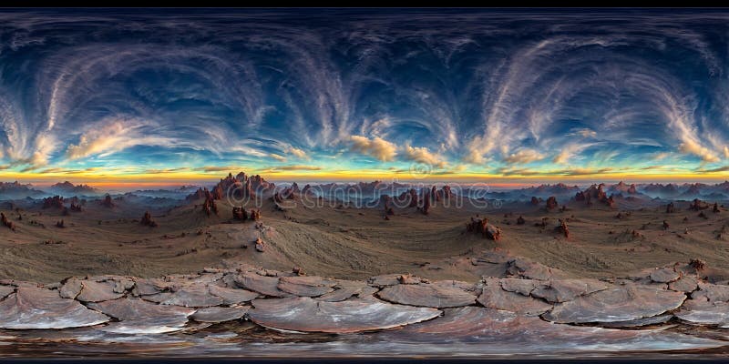 Equirectangular Panorama 360 Degrees Aerial Mountains Colorful Sky ...