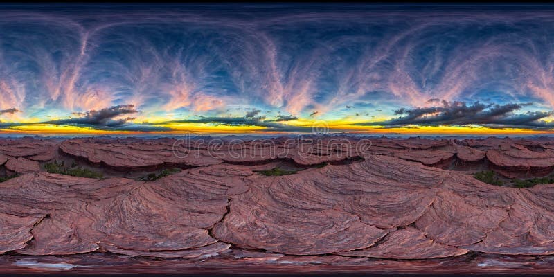 Equirectangular Panorama 360 Degrees Aerial Mountains Colorful Sky ...