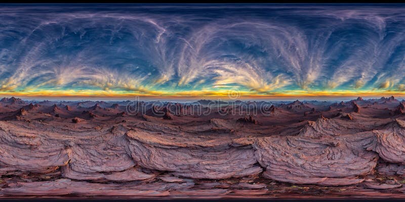 Equirectangular Panorama 360 Degrees Aerial Mountains Colorful Sky ...