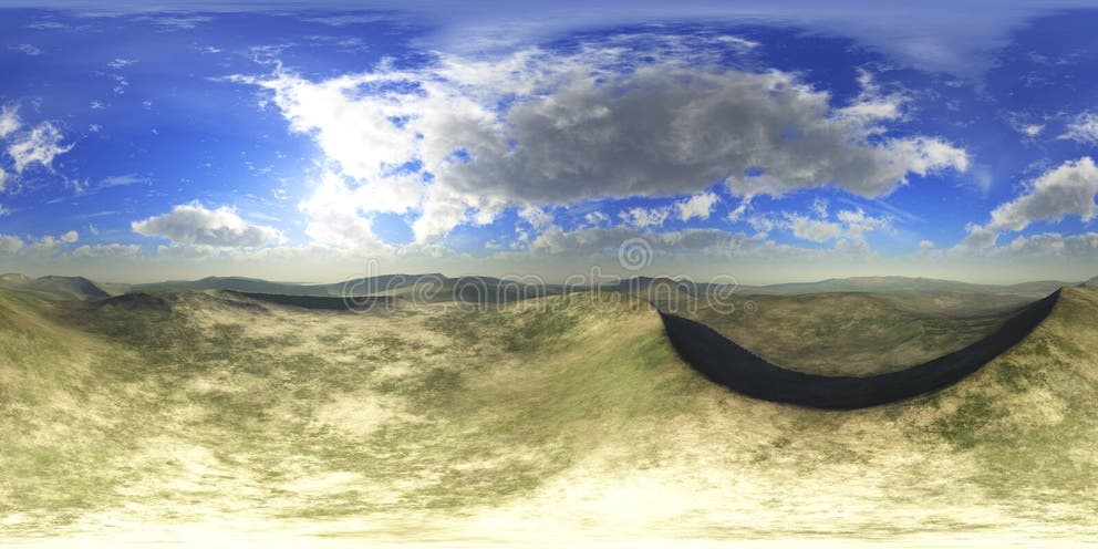 HDRI Equidistant Projection Landscape Stock Illustration - Illustration ...