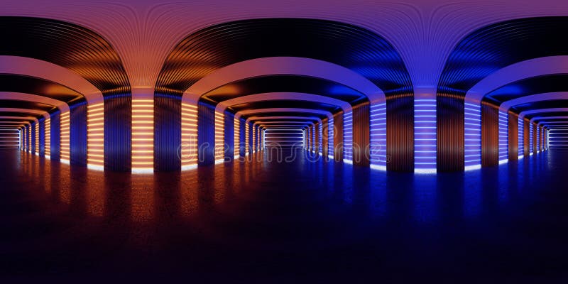 HDRI. Glowing Neon Lines. Full Spherical Panorama 360 Degrees. 3D ...