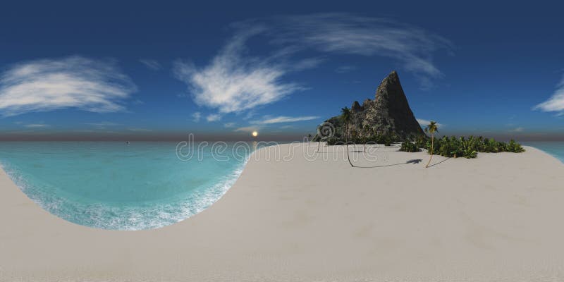 Sunset Over A Tropical Island , HDRI Stock Illustration - Illustration ...