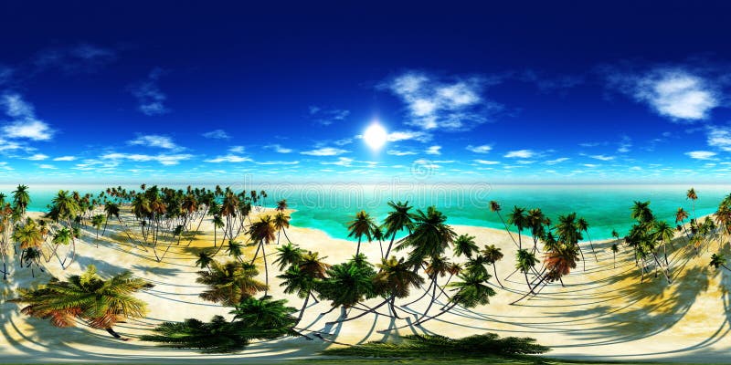 HDRI High Resolution Map. Tropical Beach with Coconut Palms on the ...