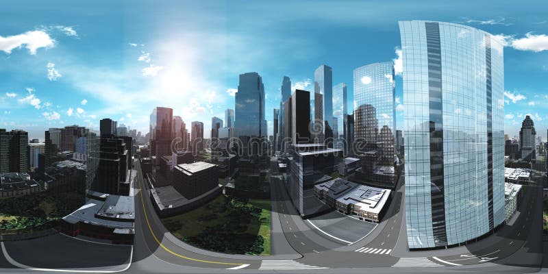 HDRI Map. Spherical Panorama. Cityscape Stock Illustration ...