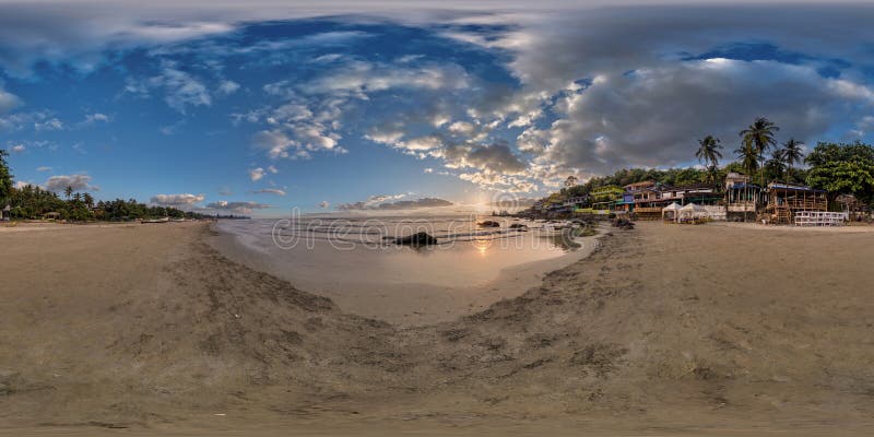360 Hdri Panorama with Coconut Trees on Ocean Coast on Beach at Sunset ...