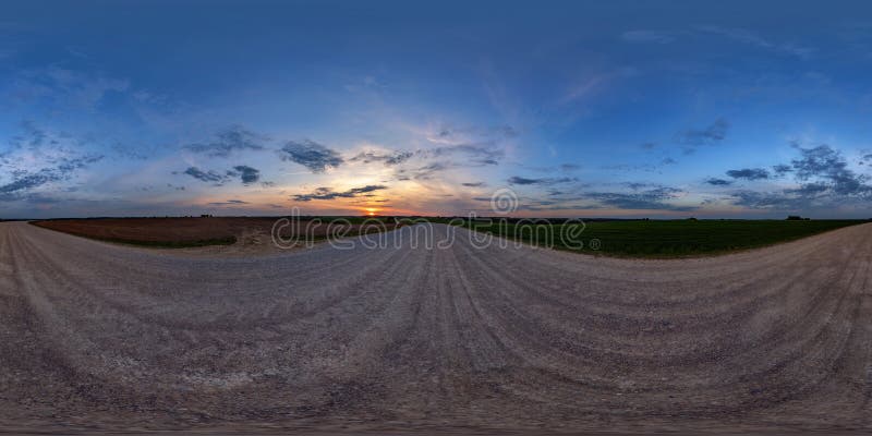Hdri 360 Panorama on Gravel Road among Fields in Spring Nasty Evening ...
