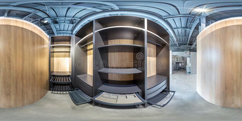 360 Hdri Panorama Inside Empty Big Wardrobe Room in Modern Apartment in ...