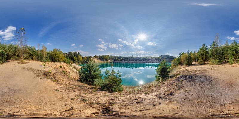360 Hdri Panorama on Limestone Coast of Huge Green Lake for Sand Chalk ...