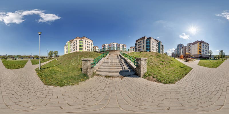 360 Hdri Panorama in Middle of Modern Multi-storey Multi-apartment ...
