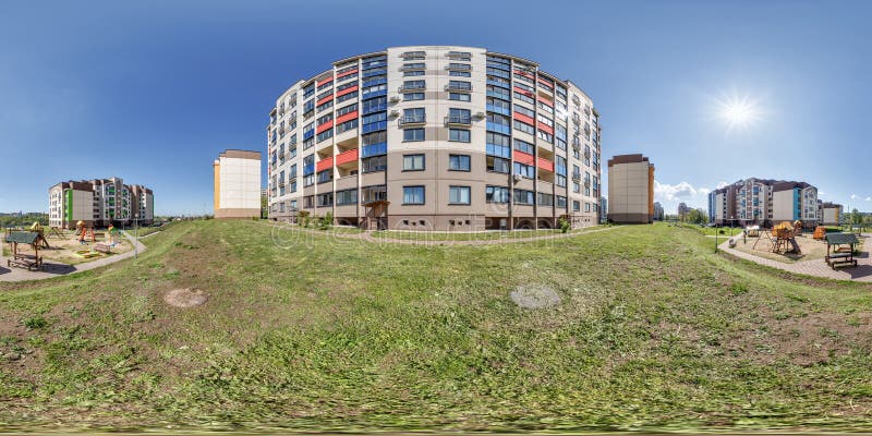 360 Hdri Panorama in Middle of Modern Multi-storey Multi-apartment ...