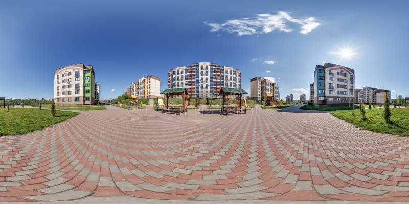 360 Hdri Panorama in Middle of Modern Multi-storey Multi-apartment ...