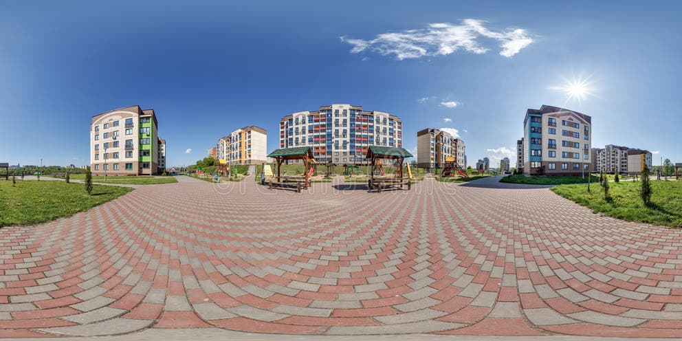 360 Hdri Panorama in Middle of Modern Multi-storey Multi-apartment ...