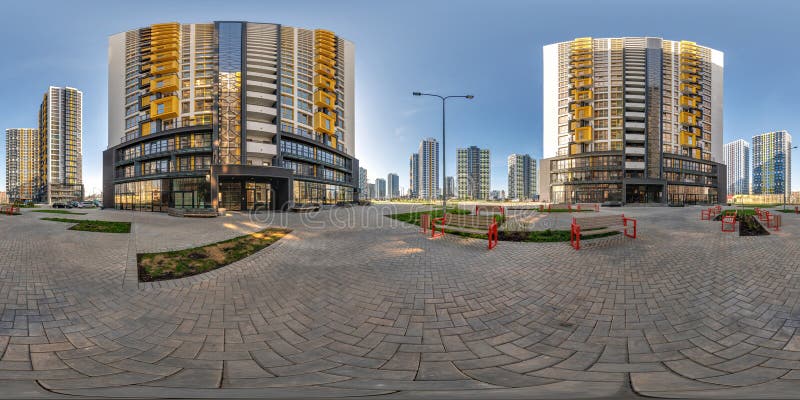Hdri 360 Panorama Near New Skyscrapers and Residential Complex in Full ...