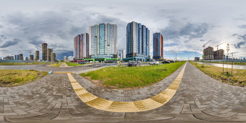 Hdri 360 Panorama Near New Skyscrapers and Residential Complex in Full ...