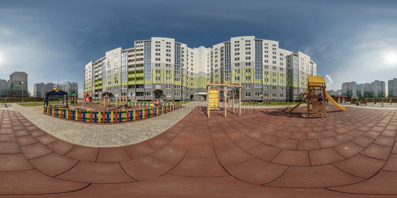 360 Hdri Panorama Near Playground in Middle of Modern Multi-storey ...