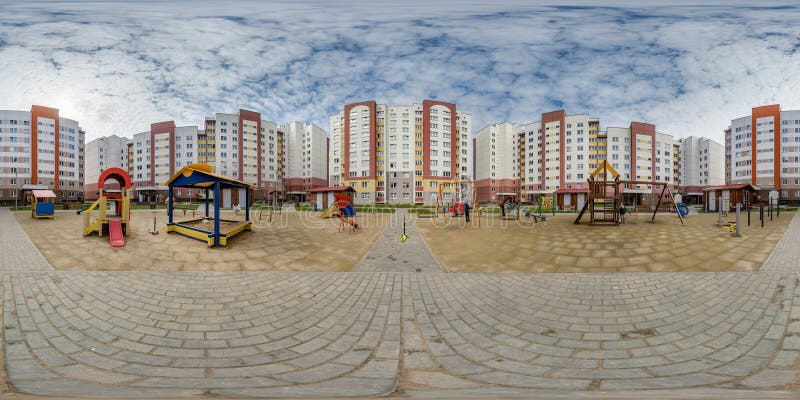 360 Hdri Panorama Near Playground in Middle of Modern Multi-storey ...