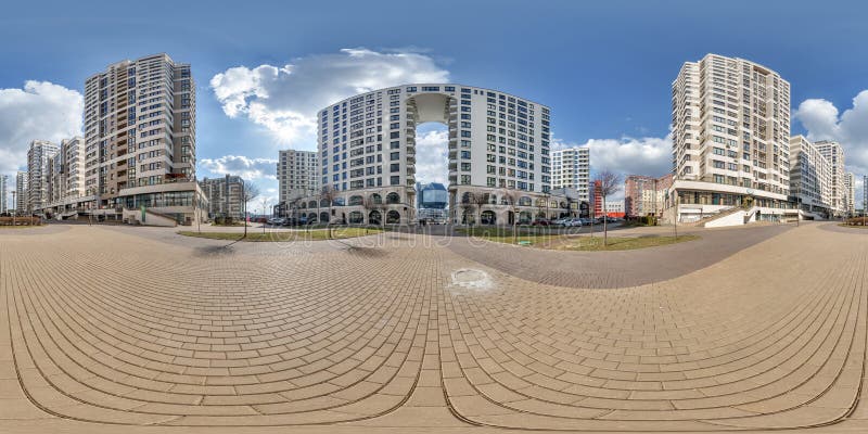 360 Hdri Panorama Near Skyscraper Multistory Buildings of Residential ...