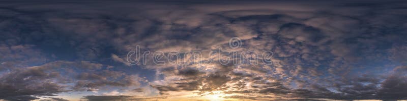 Hdri 360 Panorama of Sunset Sky with Beautiful Clouds in Seamless ...
