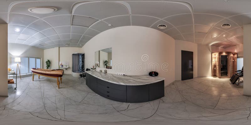 Hdri 360 Panorama View in Beauty Spa Saloon Room with Massage Table in ...