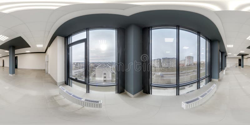 Hdri 360 Panorama View in Empty Modern Hall with Columns, Doors and ...