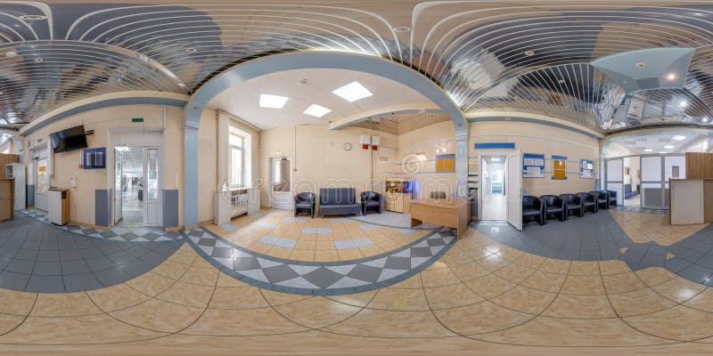 Hdri 360 Panorama View in Empty Modern Hall of Reception and Doors in ...