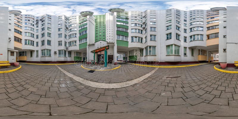 Hdri 360 Panorama View Inside Narrow Yard of Skyscraper House Well in ...