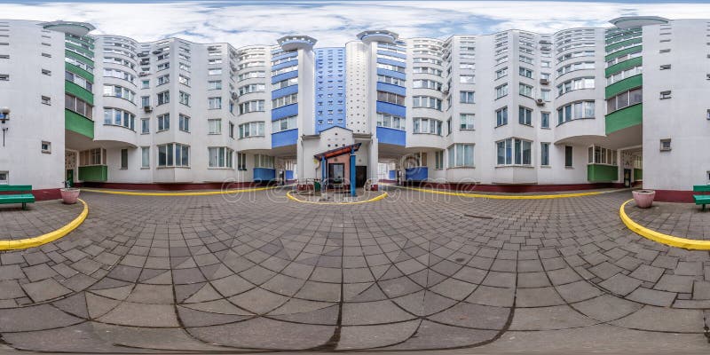 Hdri 360 Panorama View Inside Narrow Yard of Skyscraper House Well in ...