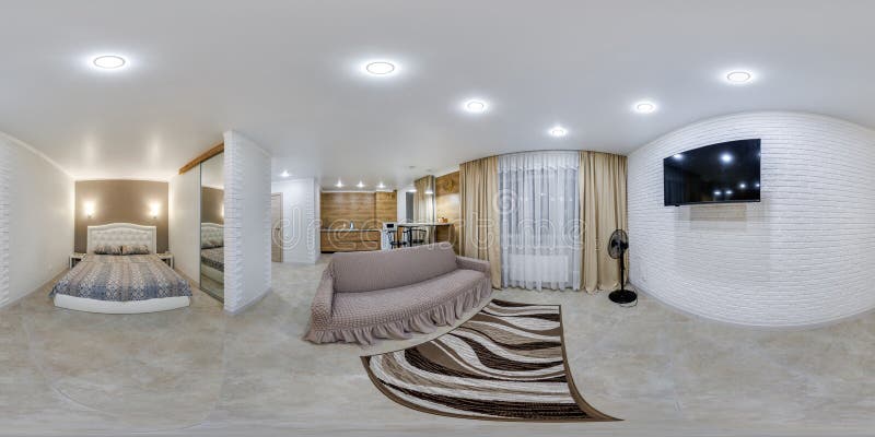 Hdri 360 Panorama View in Interior of Guest Room Studio in Apartment ...