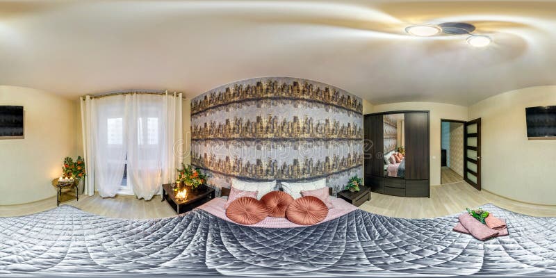 360 Hdri Panorama View in Interior of Modern Luxure Bedroom in Studio ...