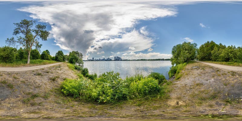 Hdri 360 Panorama View Vacation Spot on Lake View of Metropolis before ...