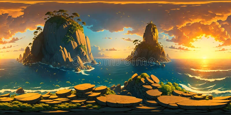 HDRI Stylized Landscape Equirectangular Panorama 26 Stock Image - Image ...