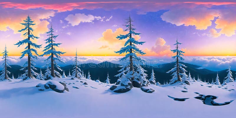 HDRI Stylized Landscape Equirectangular Panorama 7 Stock Illustration ...