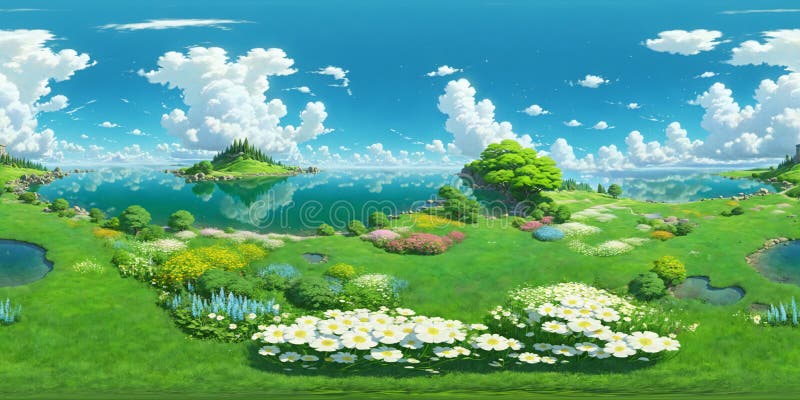 HDRI Stylized Landscape Equirectangular Panorama 15 Stock Illustration ...