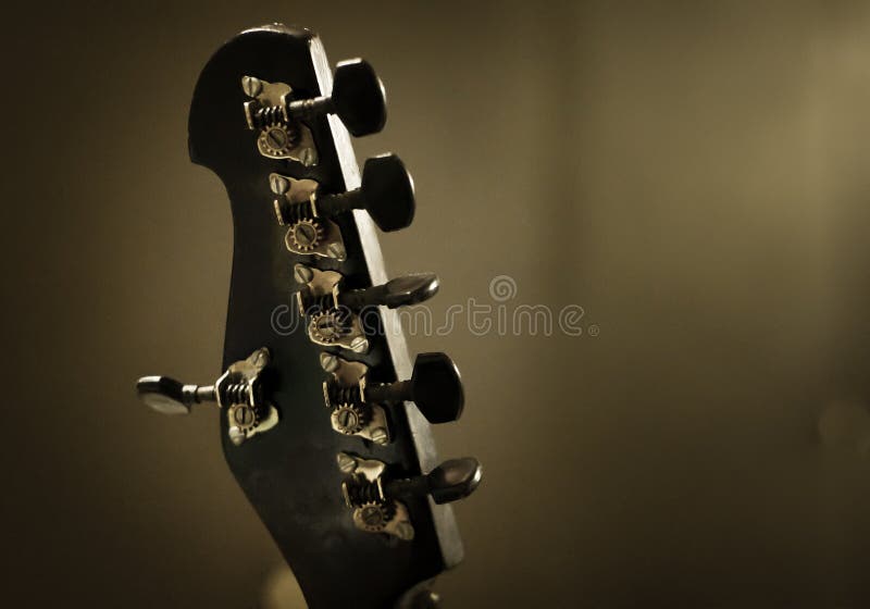 Head from an Acoustic Guitar with Tuning Gears Stock Photo - Image of ...