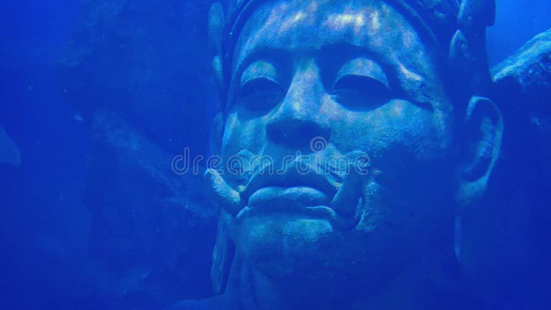Head of Ancient Deity Statue Underwater Stock Footage - Video of ...