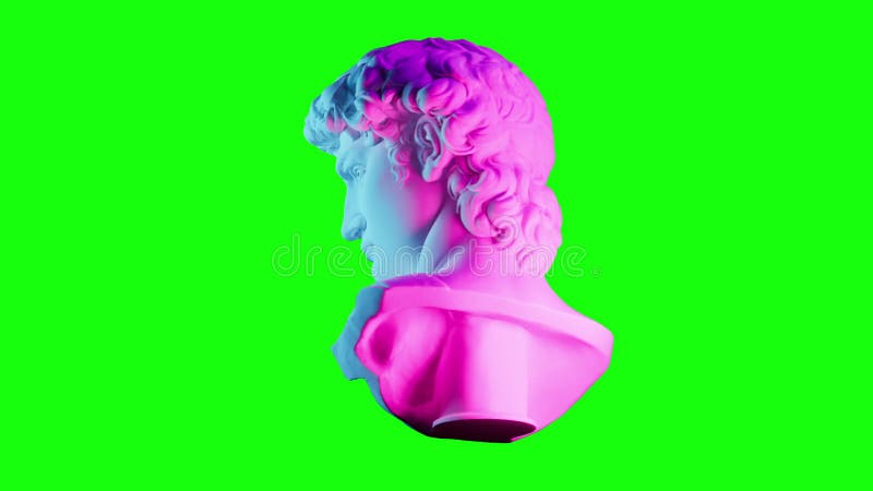 The Head of an Ancient Sculpture of David Rotating Around Its Axis, a ...