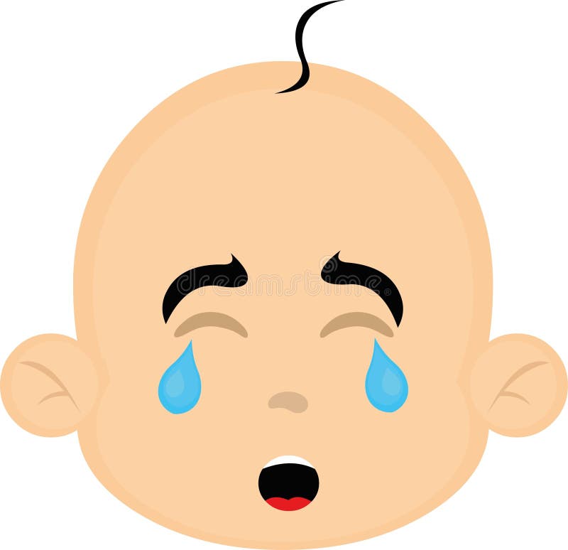Head Baby Cartoon Crying Tears Stock Vector - Illustration of childhood ...