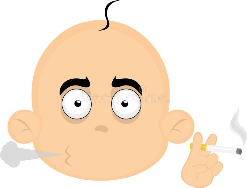 Head Baby Cartoon Smoking Cigarette Stock Vector - Illustration of ...